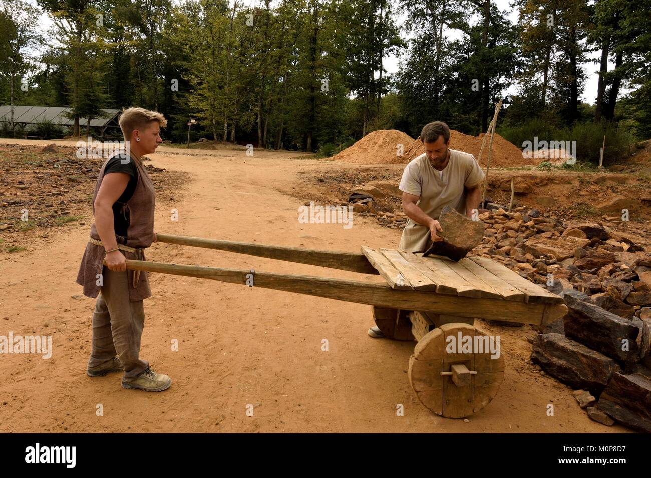 France,Yonne,Treigny,Guedelon castle,medieval building,stone carvers ...