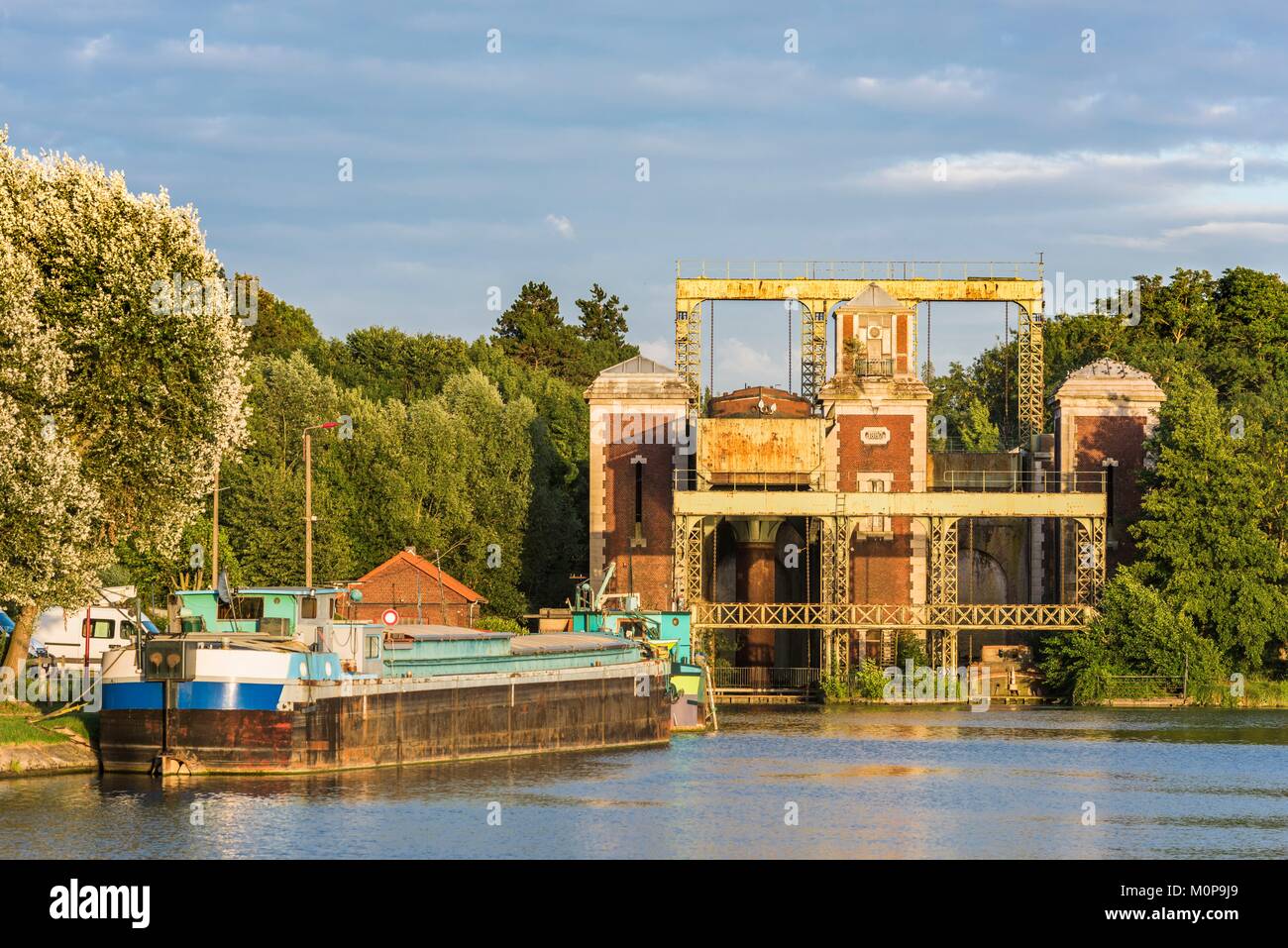 France,Pas-de-Calais,Arques,the Fontinettes lift is an old boat lift ...