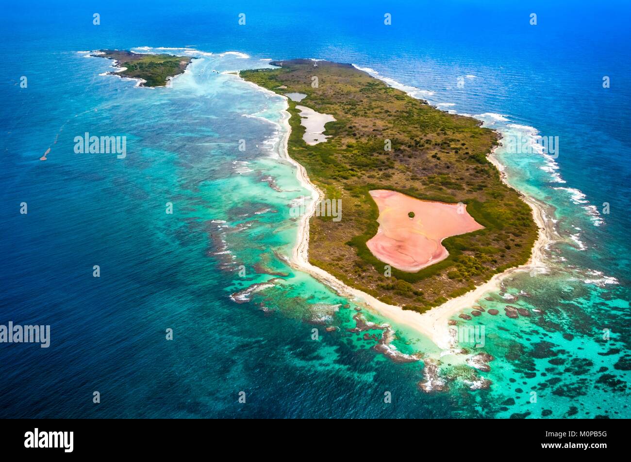 France,Caribbean,Lesser Antilles,Aerial view of the Petite Terre ...