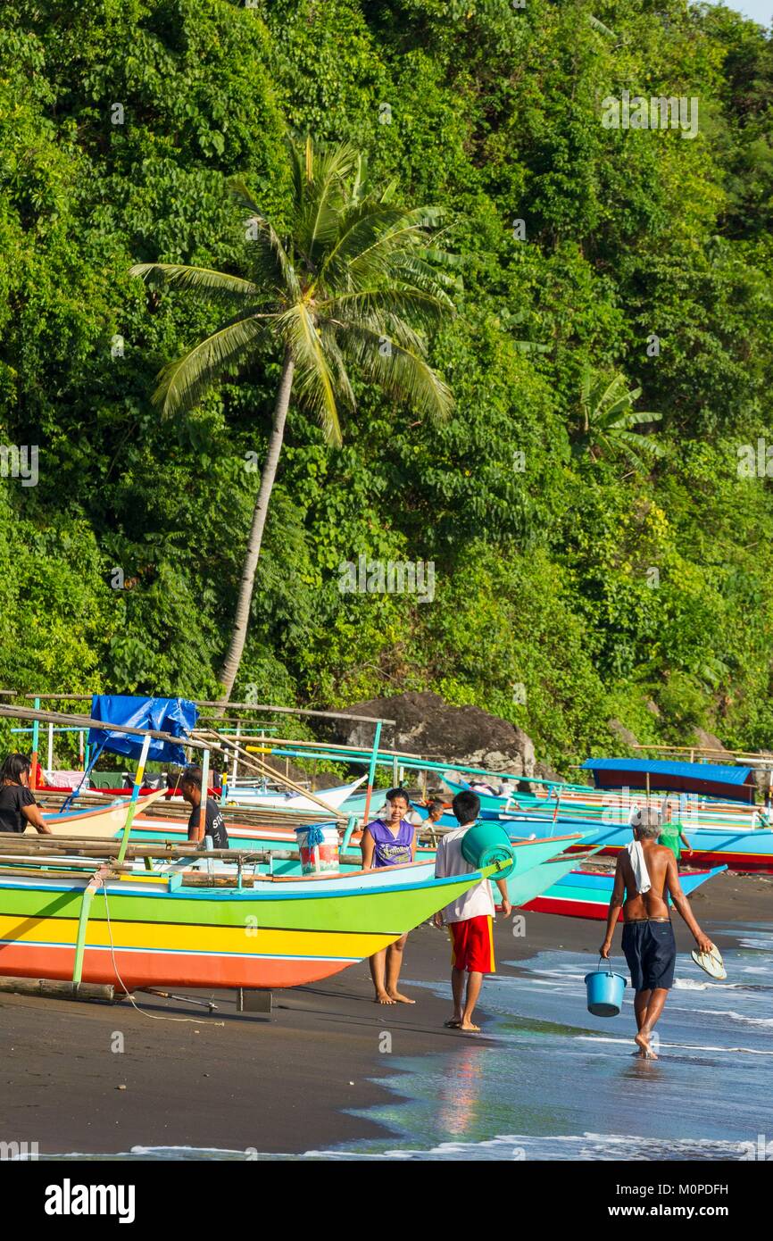 Philippines,Luzon,Albay Province,Tiwi,Sogod beach,fishing boats on the ...