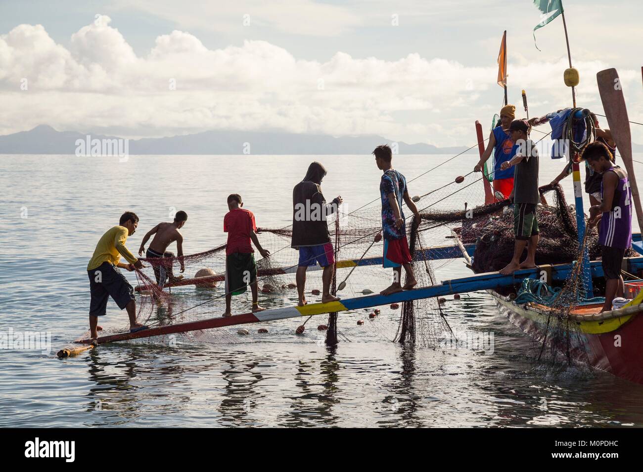 Philippines,Luzon,Albay Province,Tiwi,Sogod beach,ringnet fishing boat ...