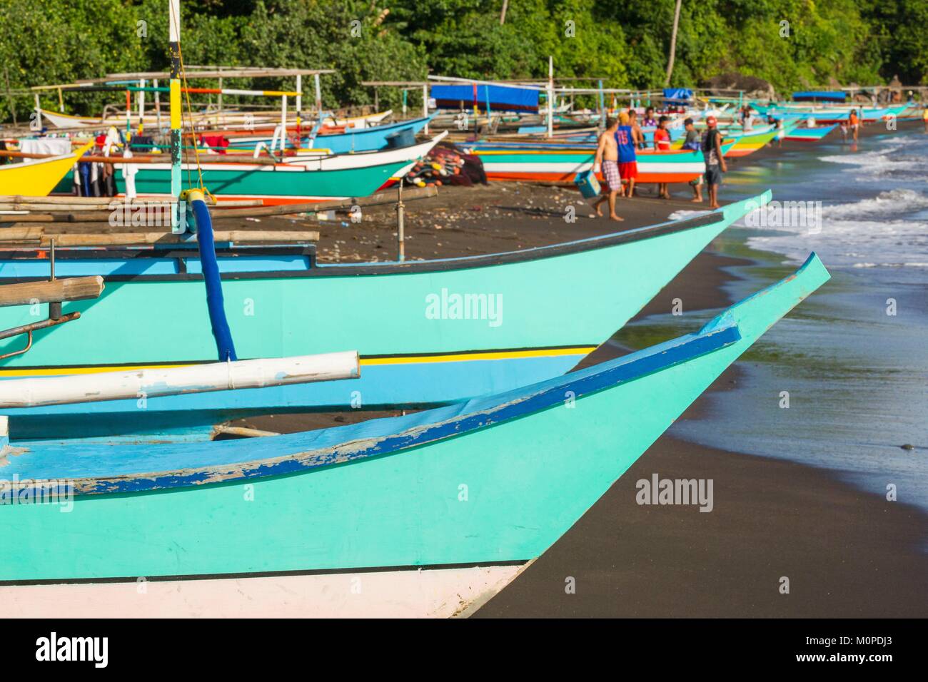 Philippines,Luzon,Albay Province,Tiwi,Sogod beach,fishing boats on the ...