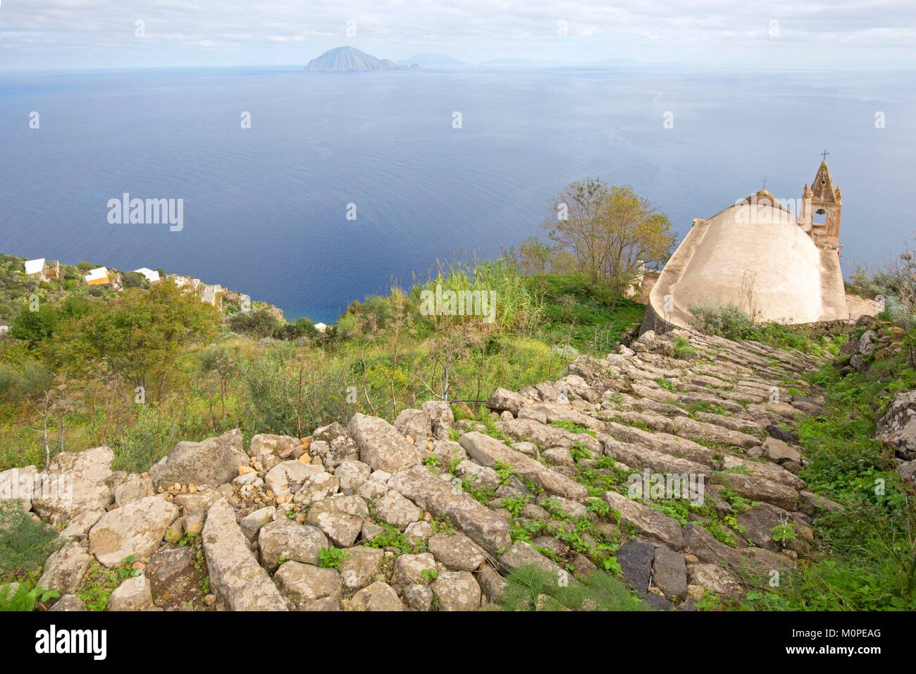 Italy,Sicily,Aeolian Islands,Alicudi Island,view on Filicudi Island and ...