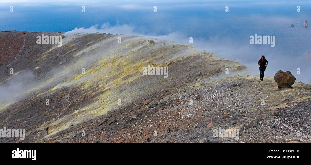 Italy,Sicily,Aeolian Islands,Vulcano island,Steaming Soufriere Stock ...