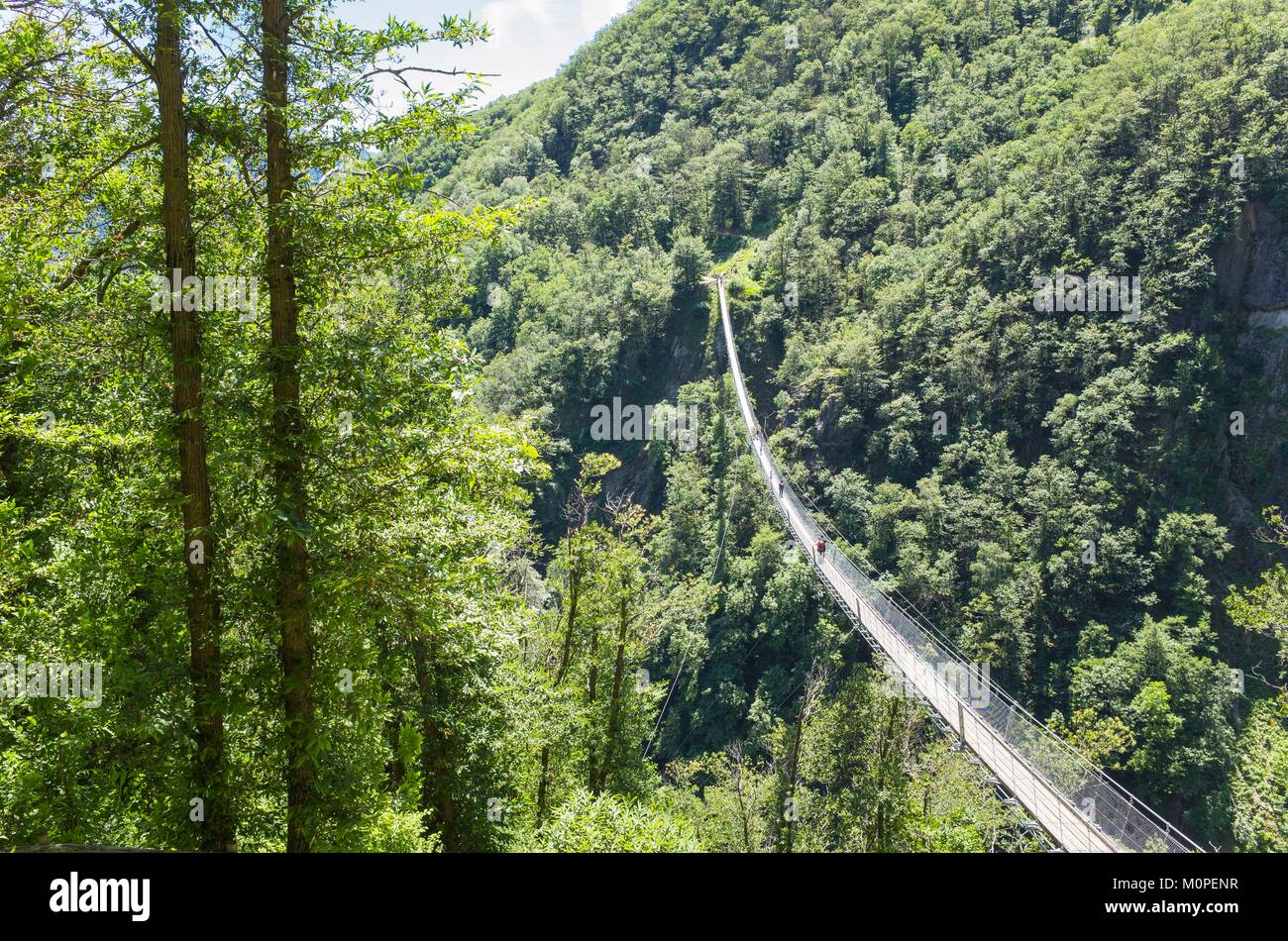 Switzerland,Ticino,Bellinzona,Monte Carasso suspension bridge,at 270 ...
