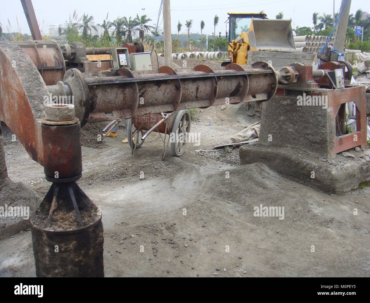 The centrifugal casting process for concrete pipes involves spinning ...