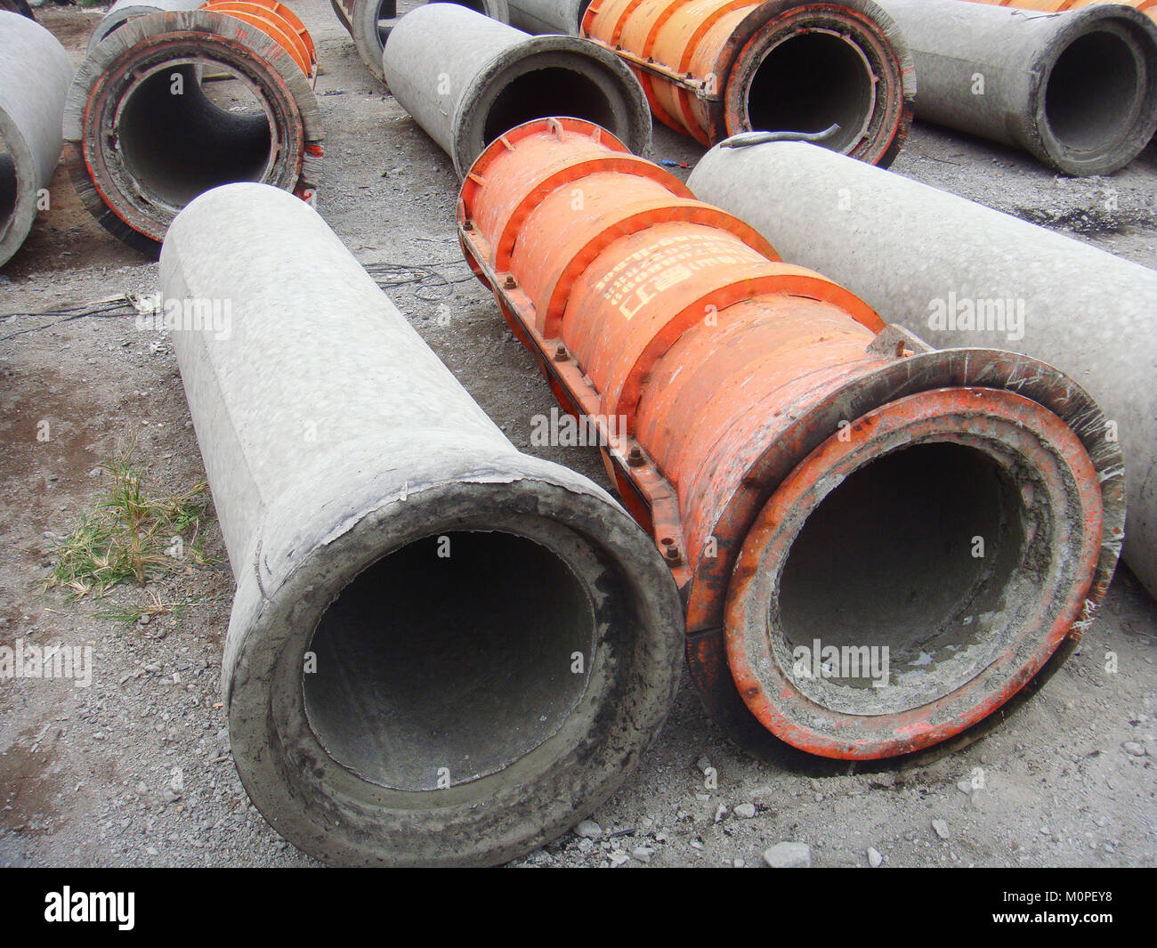 Centrifugal casting of concrete pipes - 08 Stock Photo - Alamy