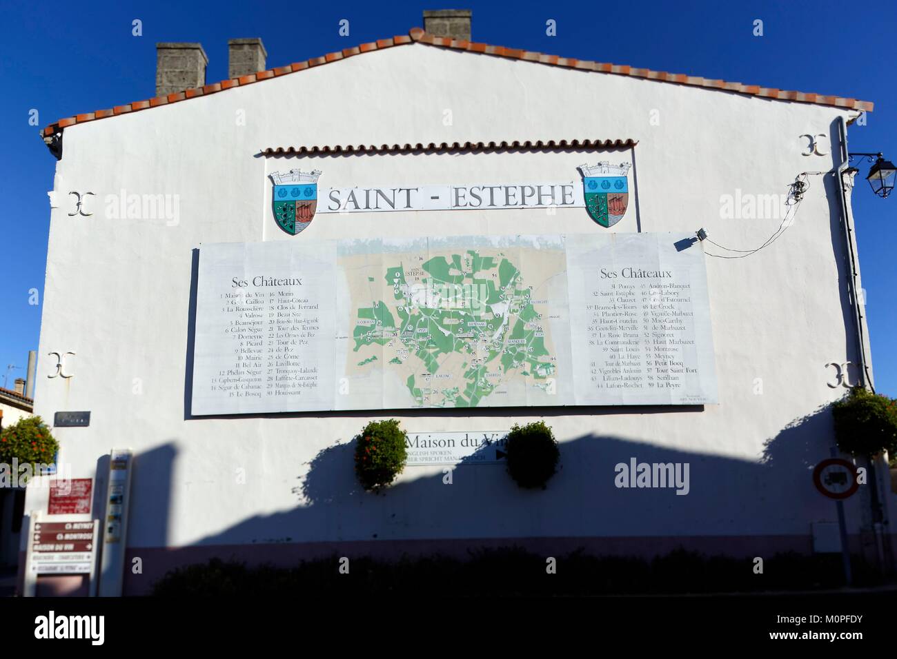 France,Gironde,Saint Estephe,AOC Saint Estephe,map of the vineyard ...