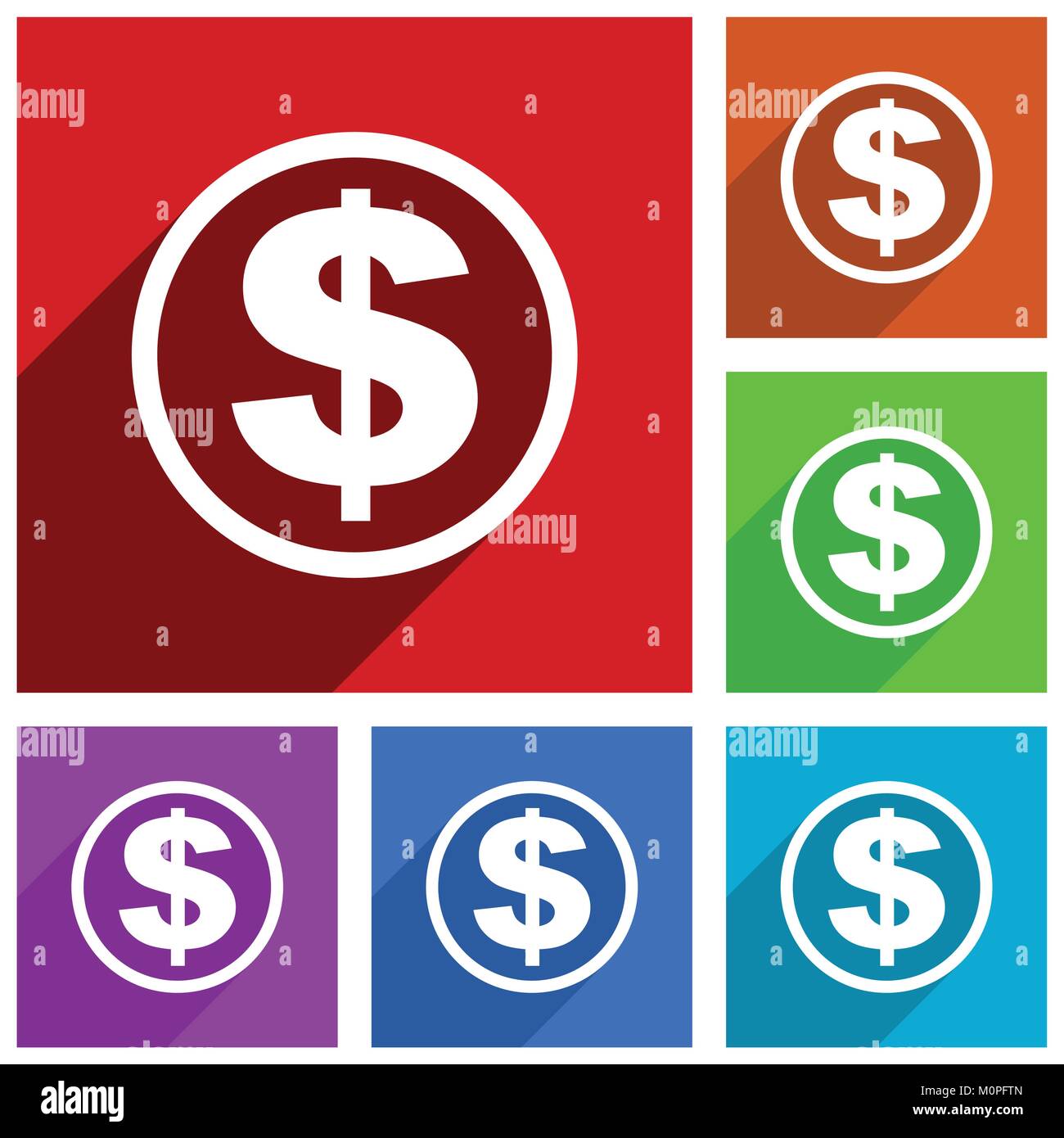 Dollar vector icons. Flat design colorful illustrations for web ...