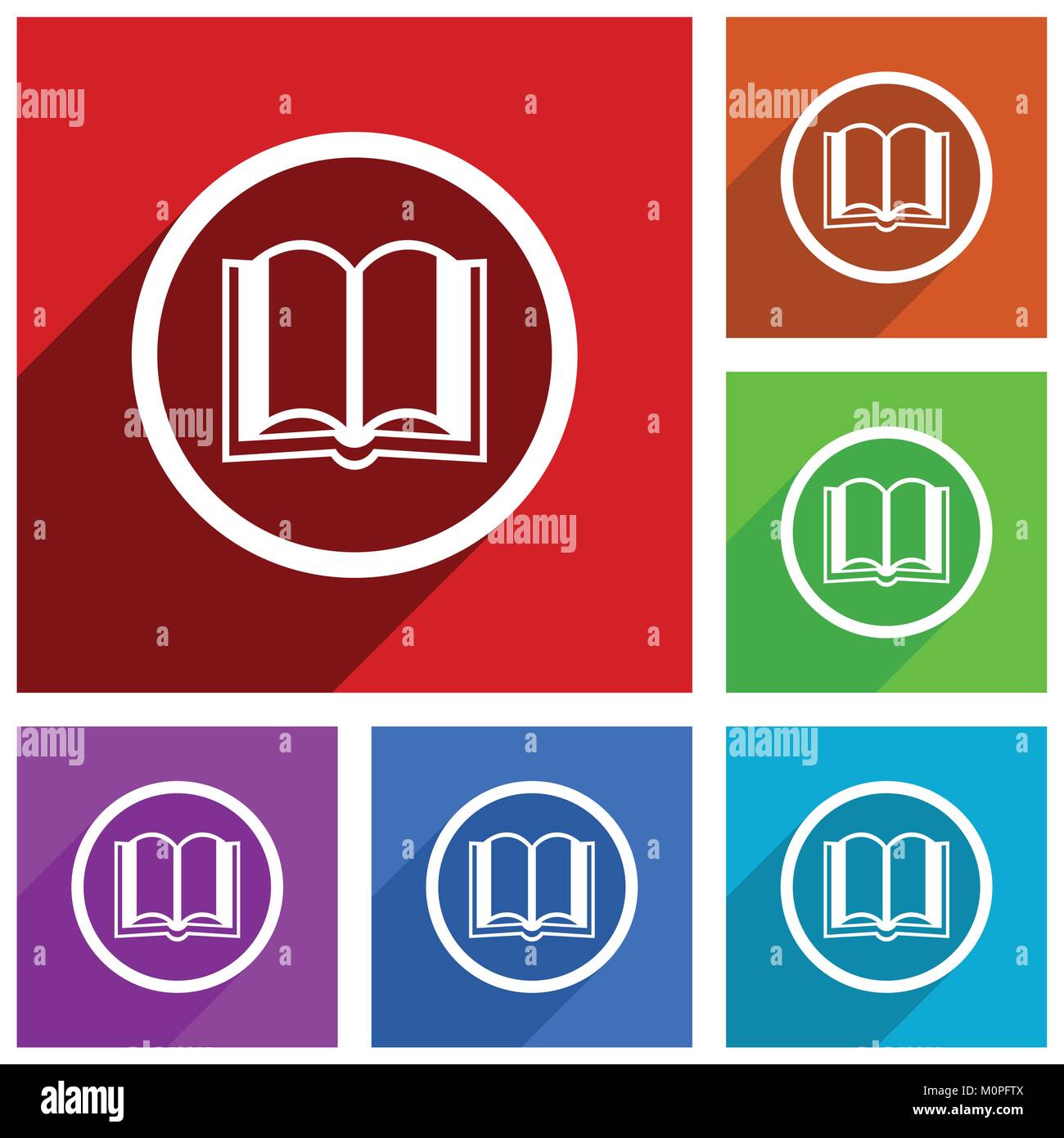 Book vector icons. Flat design colorful illustrations for web designers ...