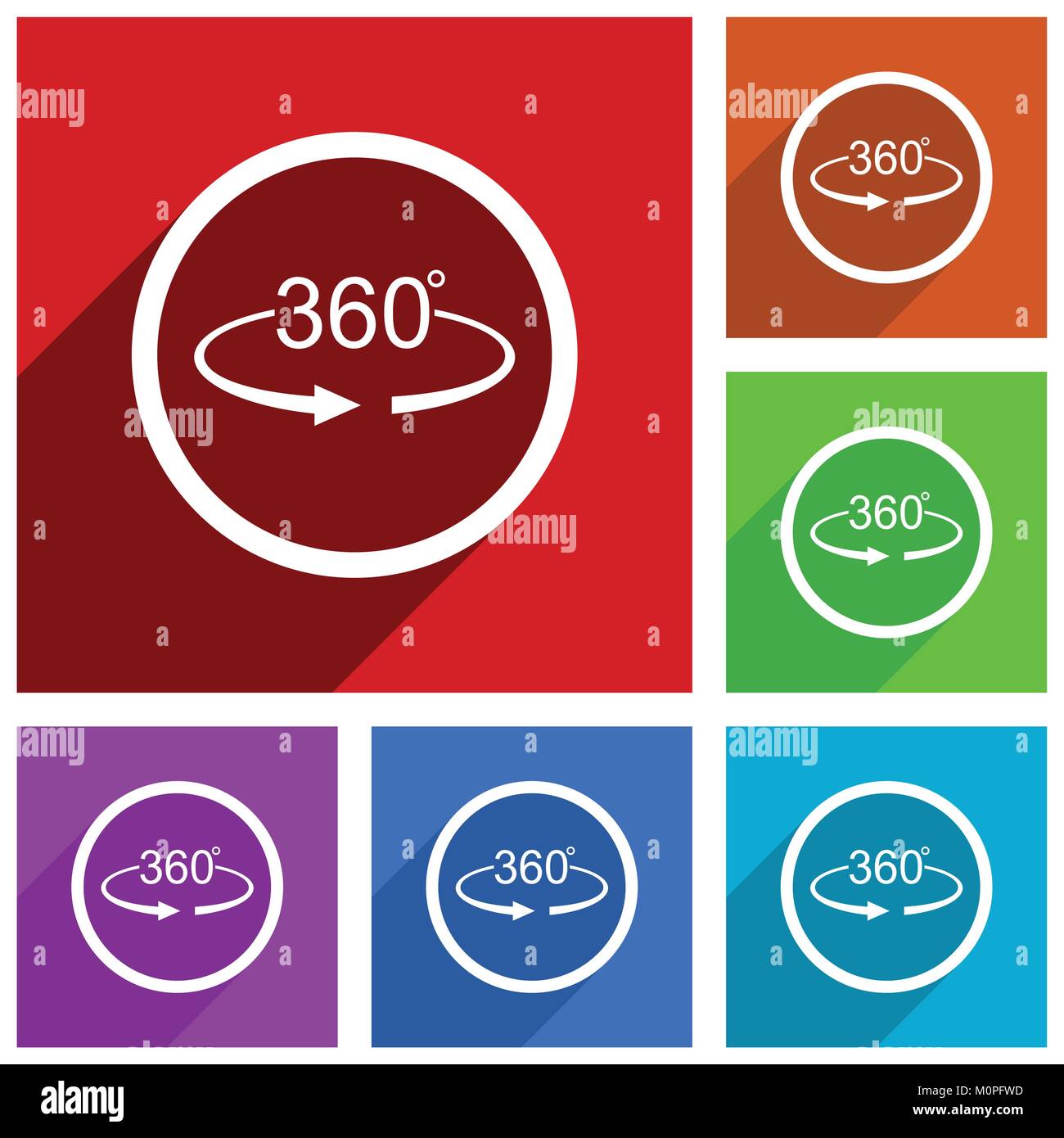 Panorama 360 vector icons. Flat design colorful illustrations for web ...