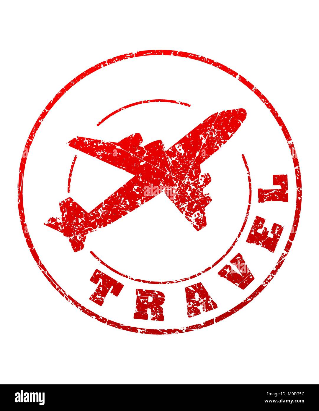 Travel red rubber stamp with airplane for your design Stock Vector ...