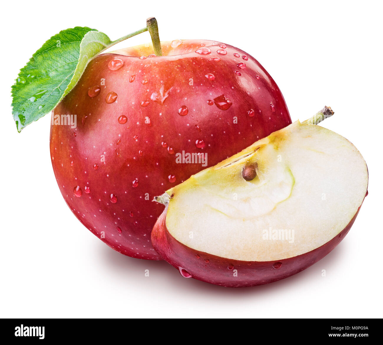 Ripe red apple with water drops. File contains clipping path Stock ...