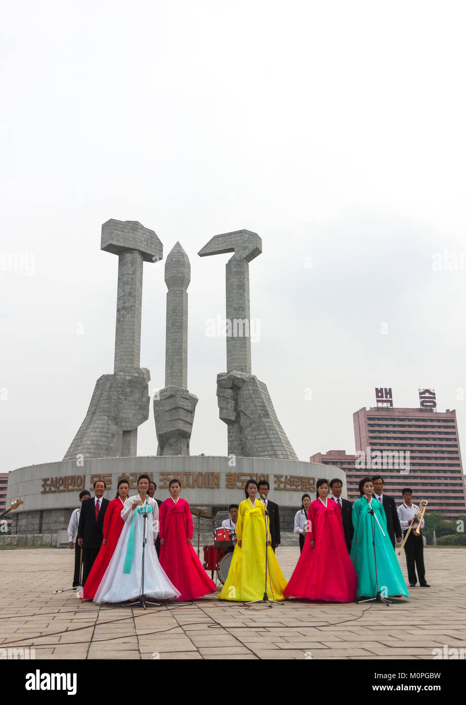 North Korean state artist performing on national day in front of the ...