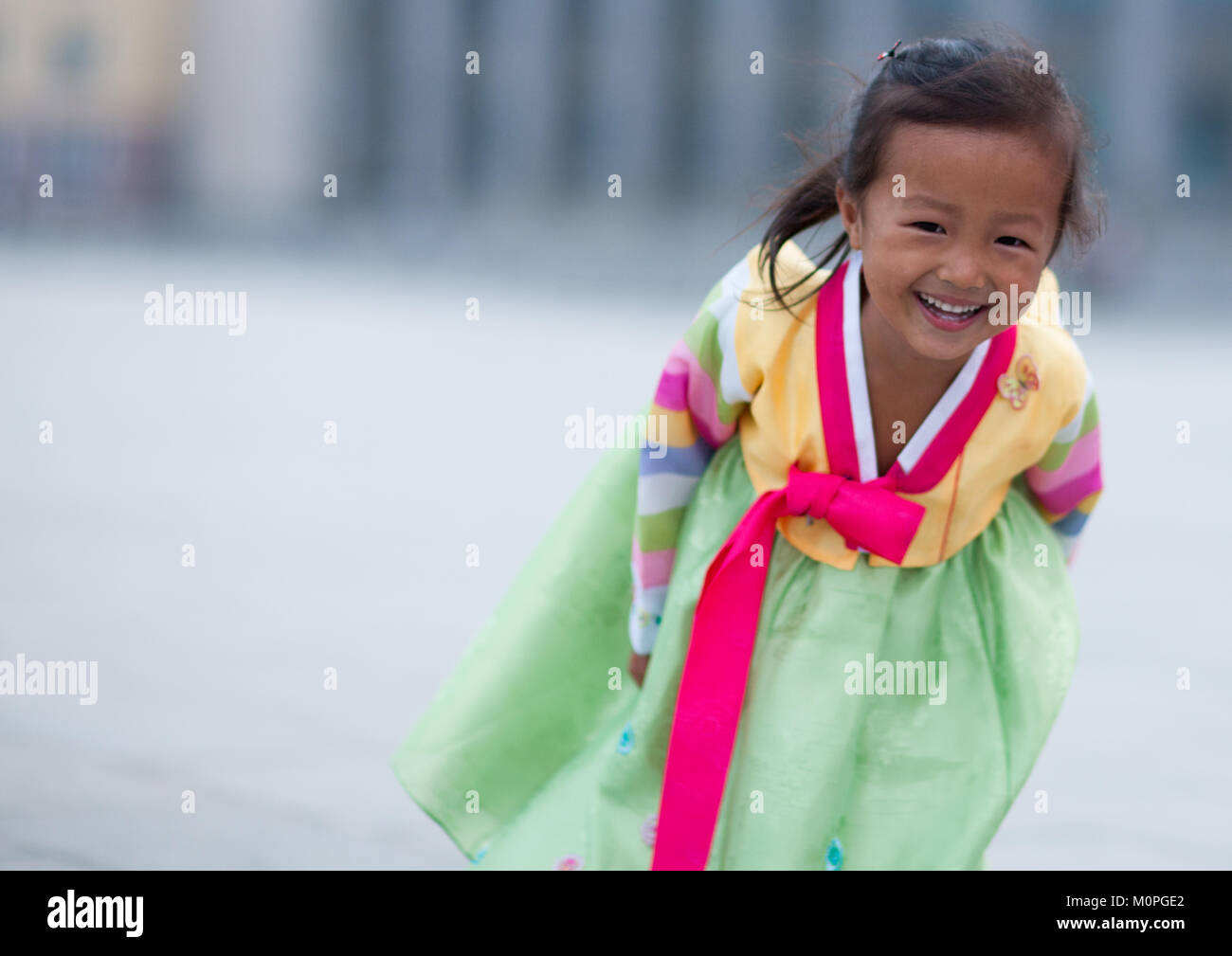 Smiling North Korean girl in traditional choson-ot, Pyongan Province ...