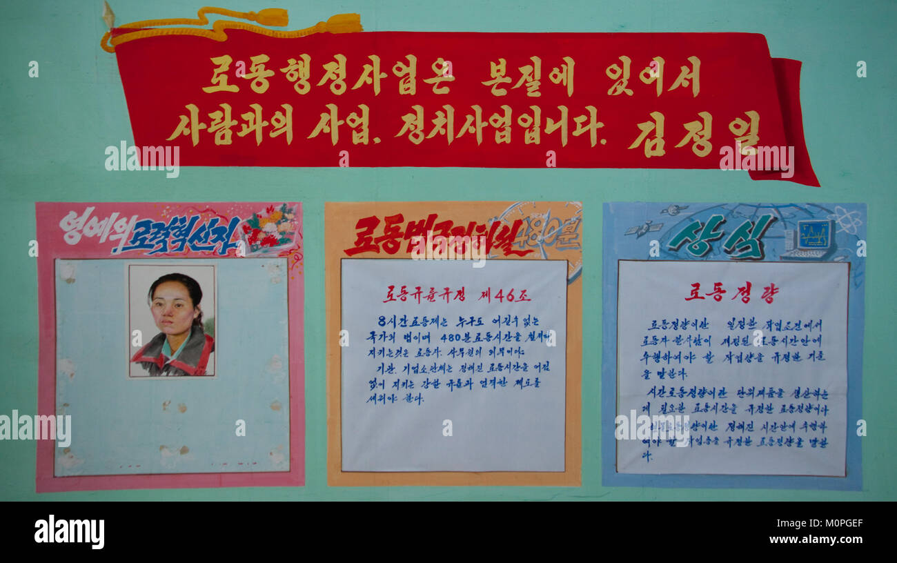 North Korean model employee billboard, Pyongan Province, Pyongyang ...