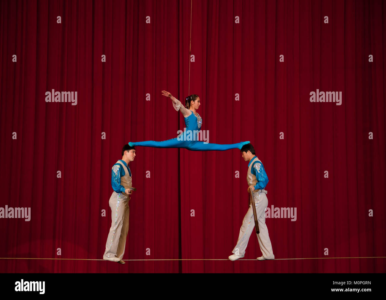 North Korean acrobats in Pyongyang circus, Pyongan Province, Pyongyang ...