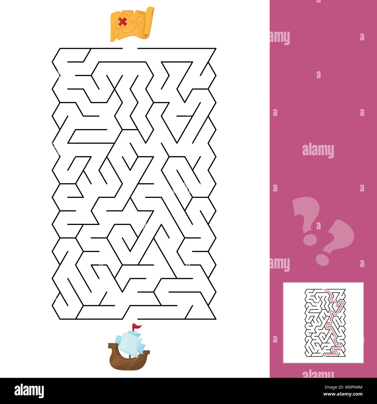 Maze. The ship - Children s game labyrinth. Kids puzzle with answer ...