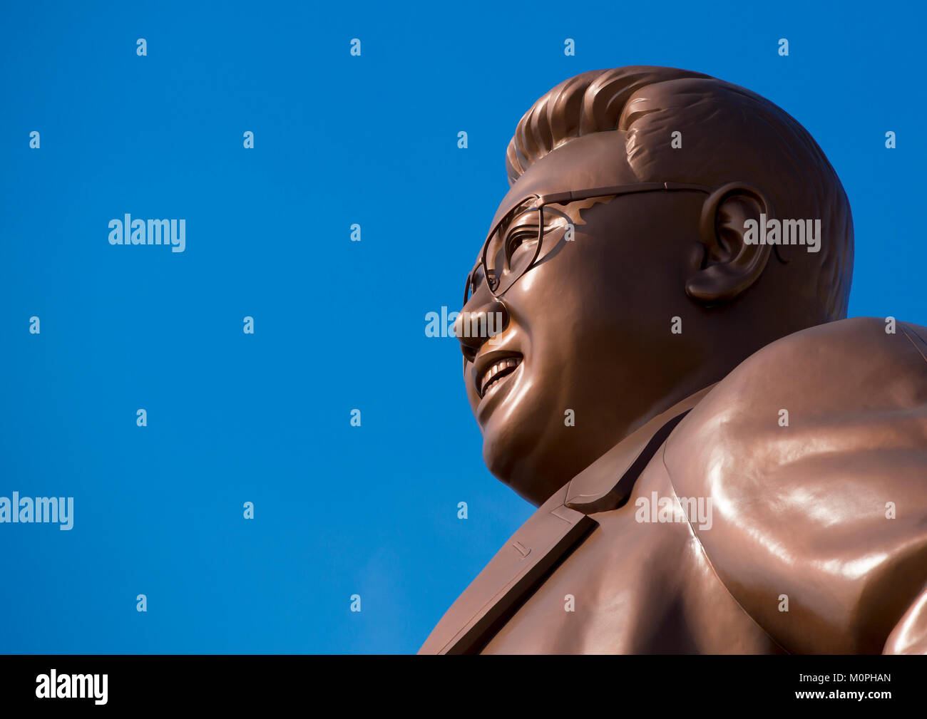 Kim Jong il statue in the Grand monument on Mansu hill, Pyongan ...