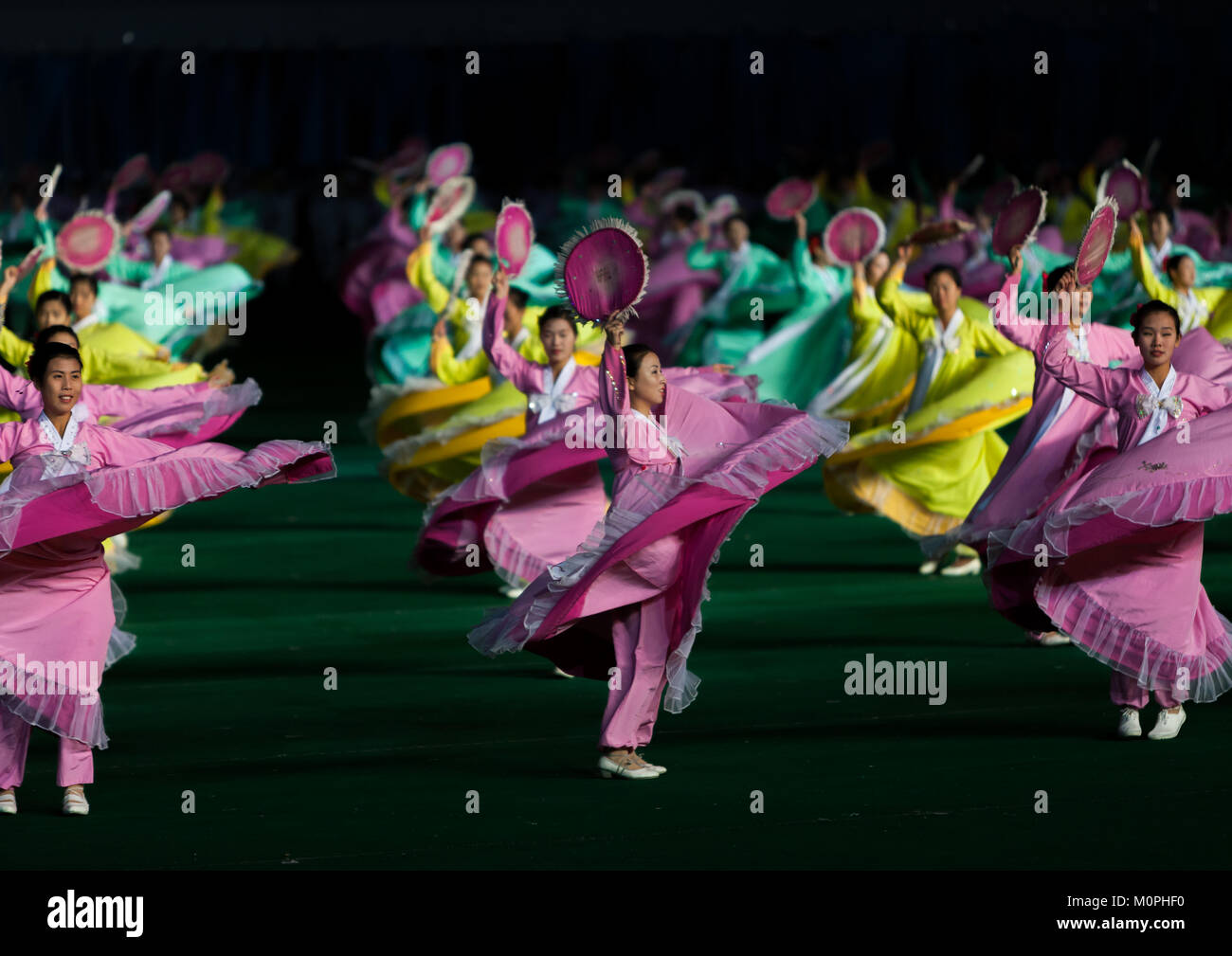 North Korean dancers during the Arirang games in may day stadium ...