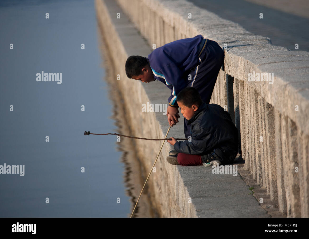North Korean children fishing, Kangwon Province, Wonsan, North Korea ...