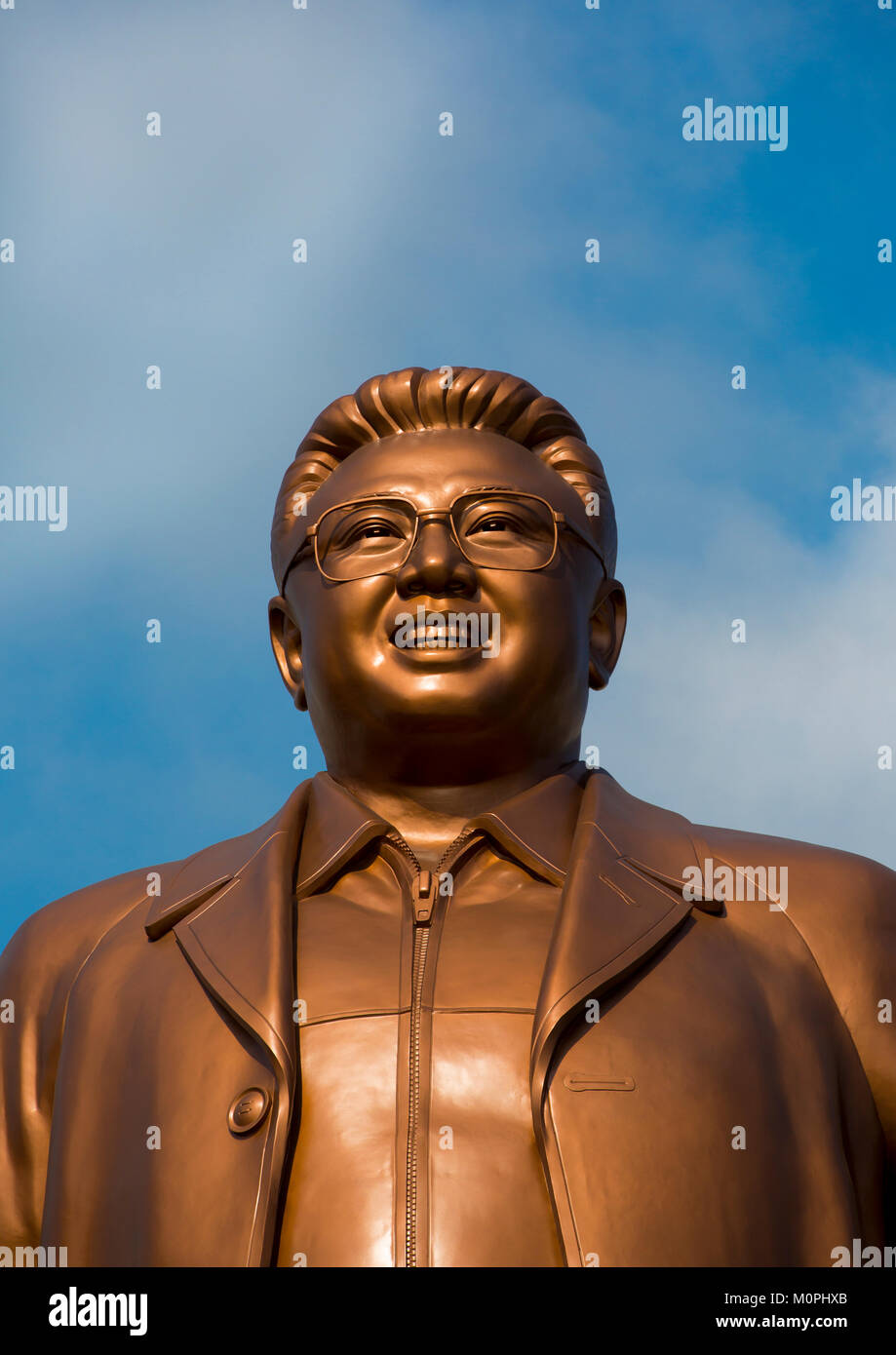 Kim Jong il statue in the Grand monument on Mansu hill, Pyongan ...