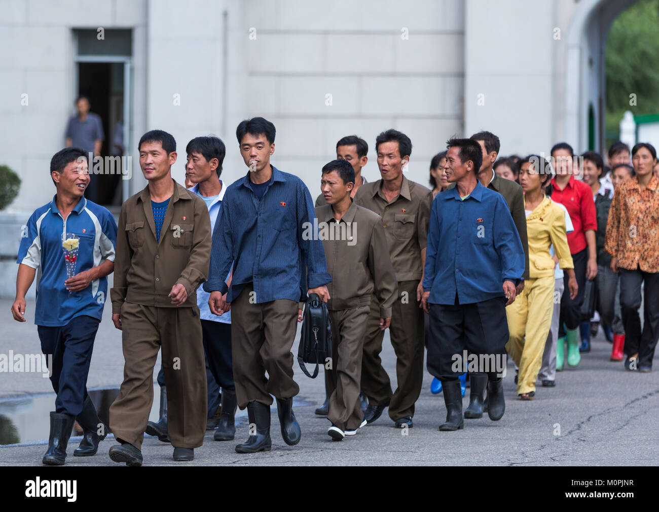North Korean people walking in the street, Pyongan Province, Pyongyang ...
