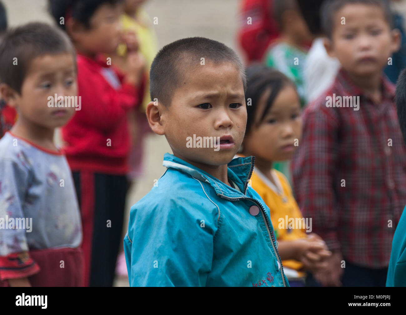 Group of North Korean children in a school, South Hamgyong Province ...