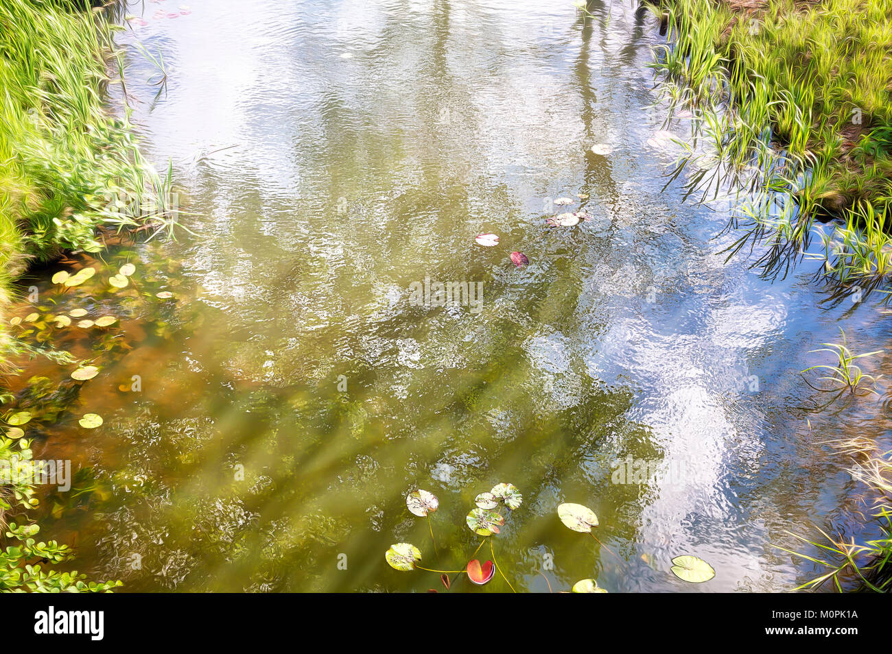 idyllic creek with reflections, for backgrounds Stock Photo - Alamy