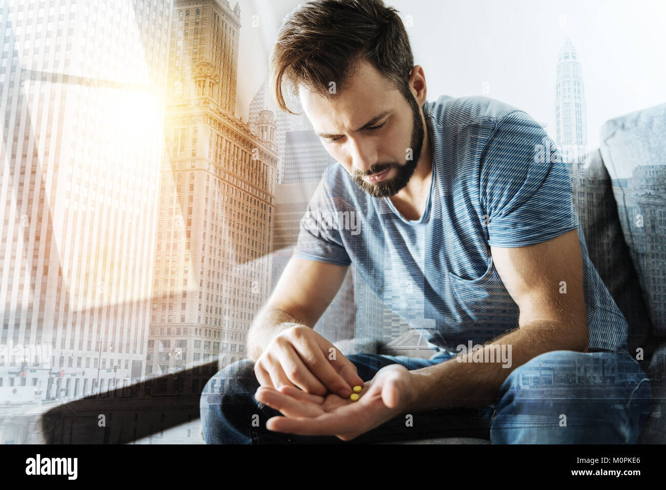 Depressed eating man hi-res stock photography and images - Alamy