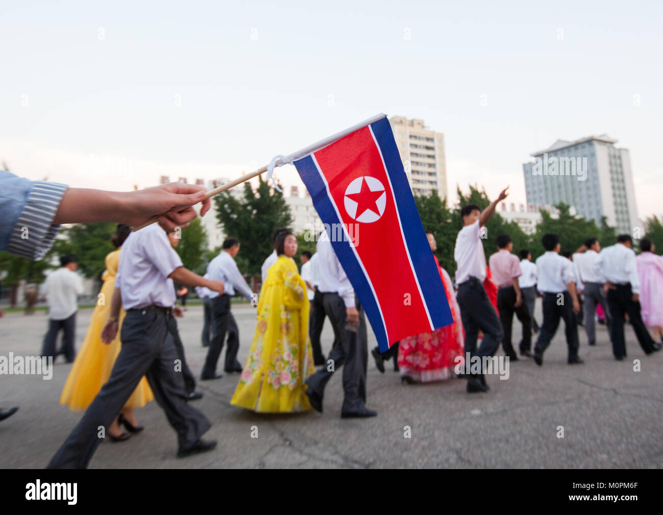 North Korean students during a mass dance performance on september 9 ...