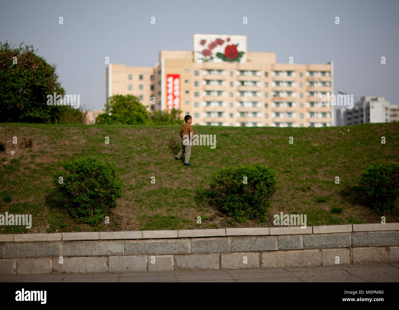 North Korean boy in a housing area, Pyongan Province, Pyongyang, North ...
