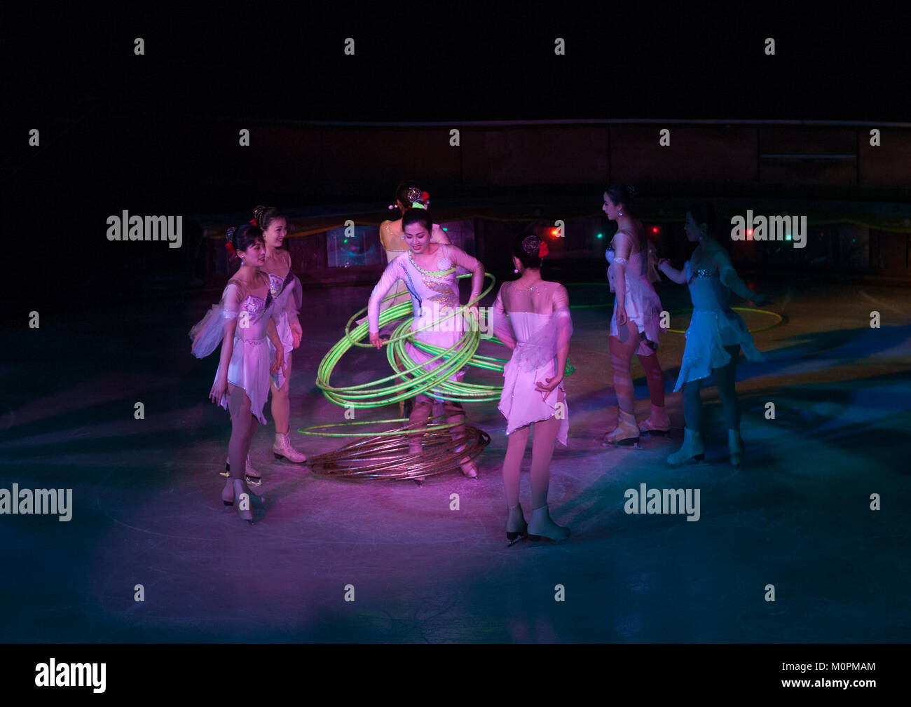 North Korean acrobats in a circus, Pyongan Province, Pyongyang, North ...