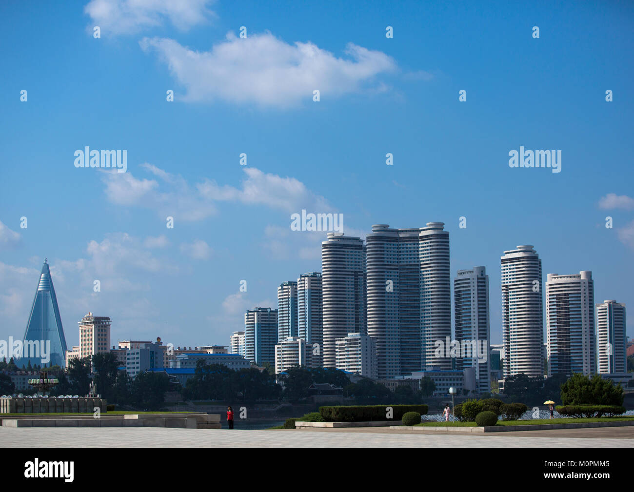 Ryugyong hotel and Changjon street modern buildings, Pyongan Province ...