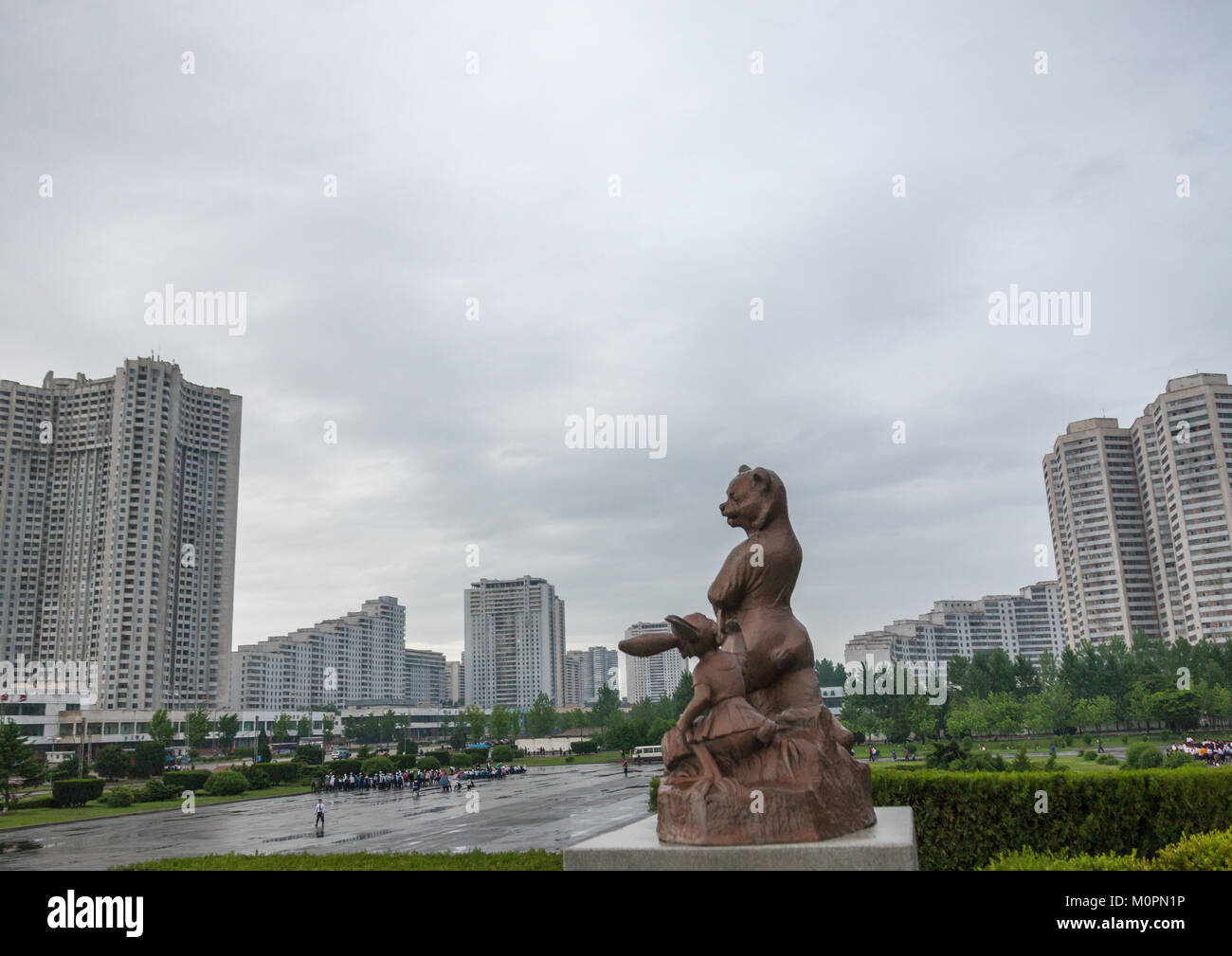 Buildings in the city center, Pyongan Province, Pyongyang, North Korea ...