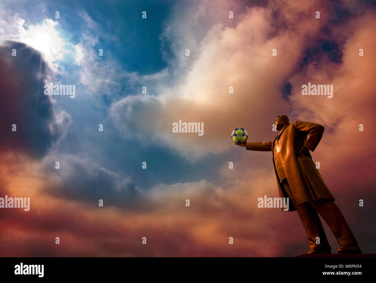 Kim il Sung statue holding a radioactive football ball the Grand ...