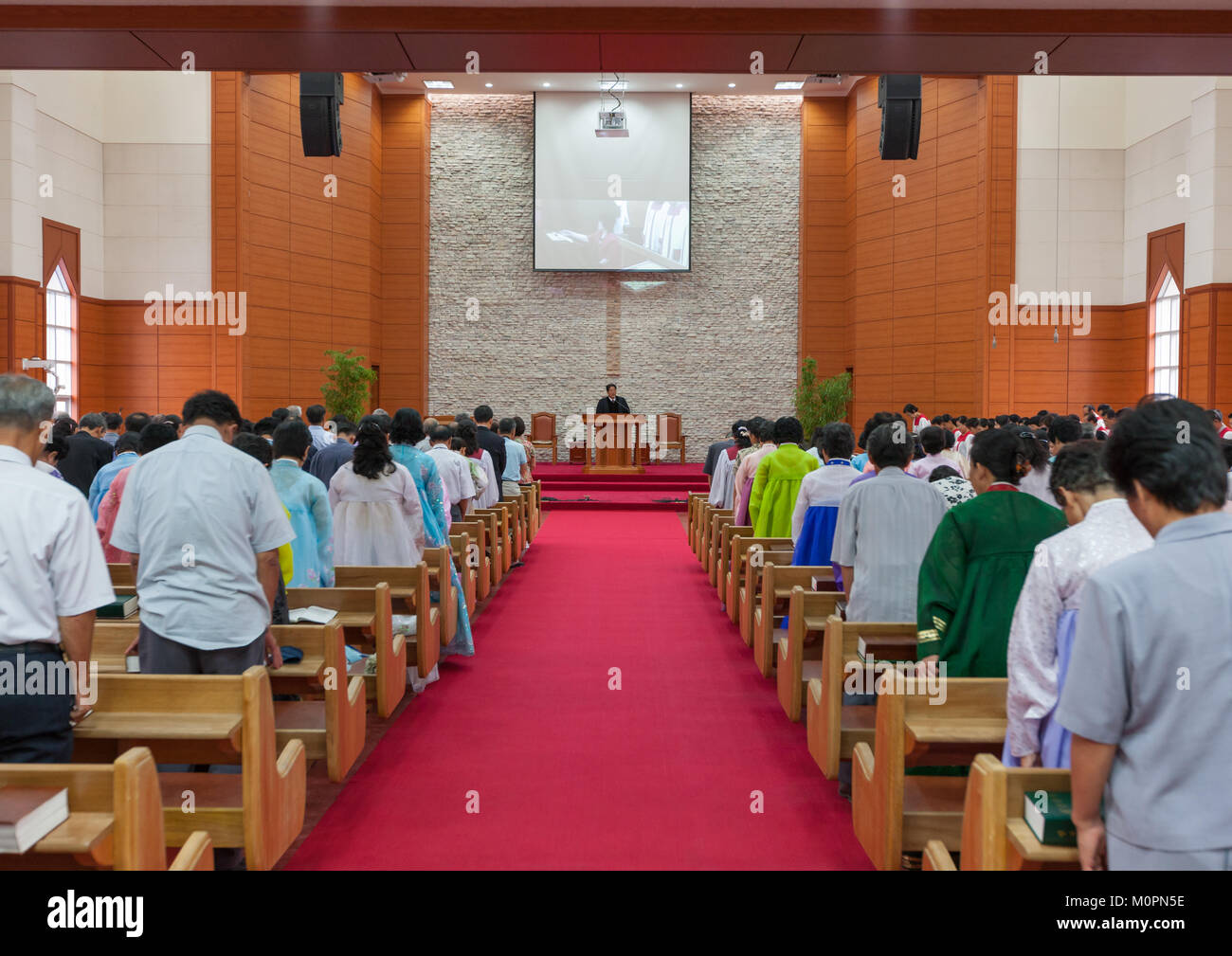 Sunday mass in protestant Bongsu church, Pyongan Province, Pyongyang ...