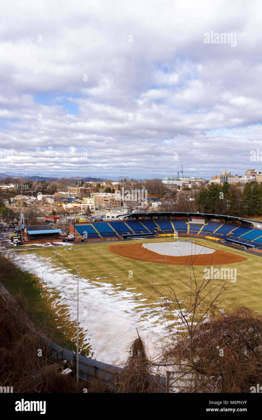 View of McCormick Field with Asheville skyline and mountains in the ...