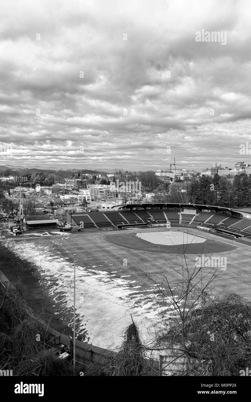 View of McCormick Field with Asheville skyline and mountains in the ...