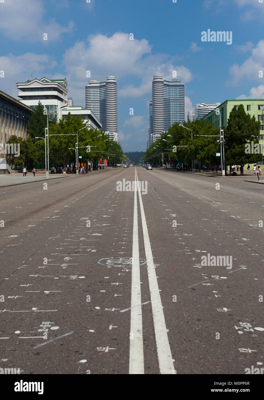 New buildings in the city center, Pyongan Province, Pyongyang, North ...