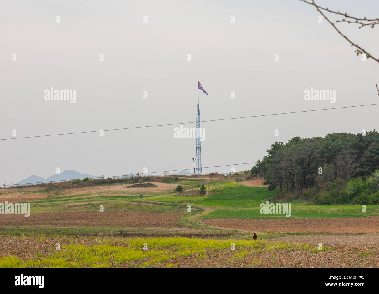 North Korean giant flag in the Demilitarized Zone, North Hwanghae ...