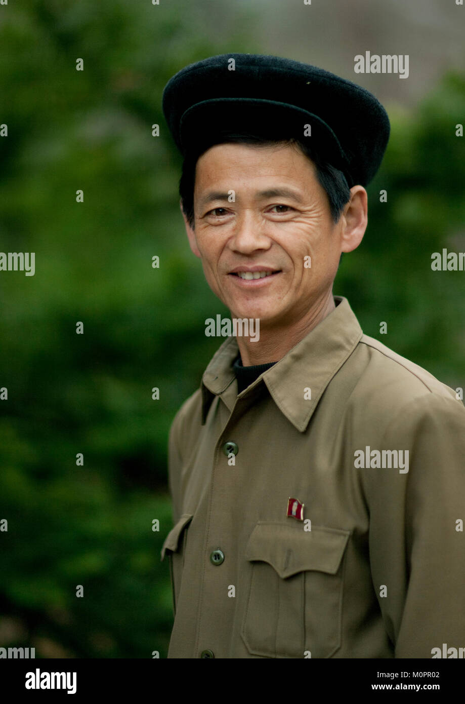 Portrait of a North Korean man with a cap, Hyangsan county, Mount ...
