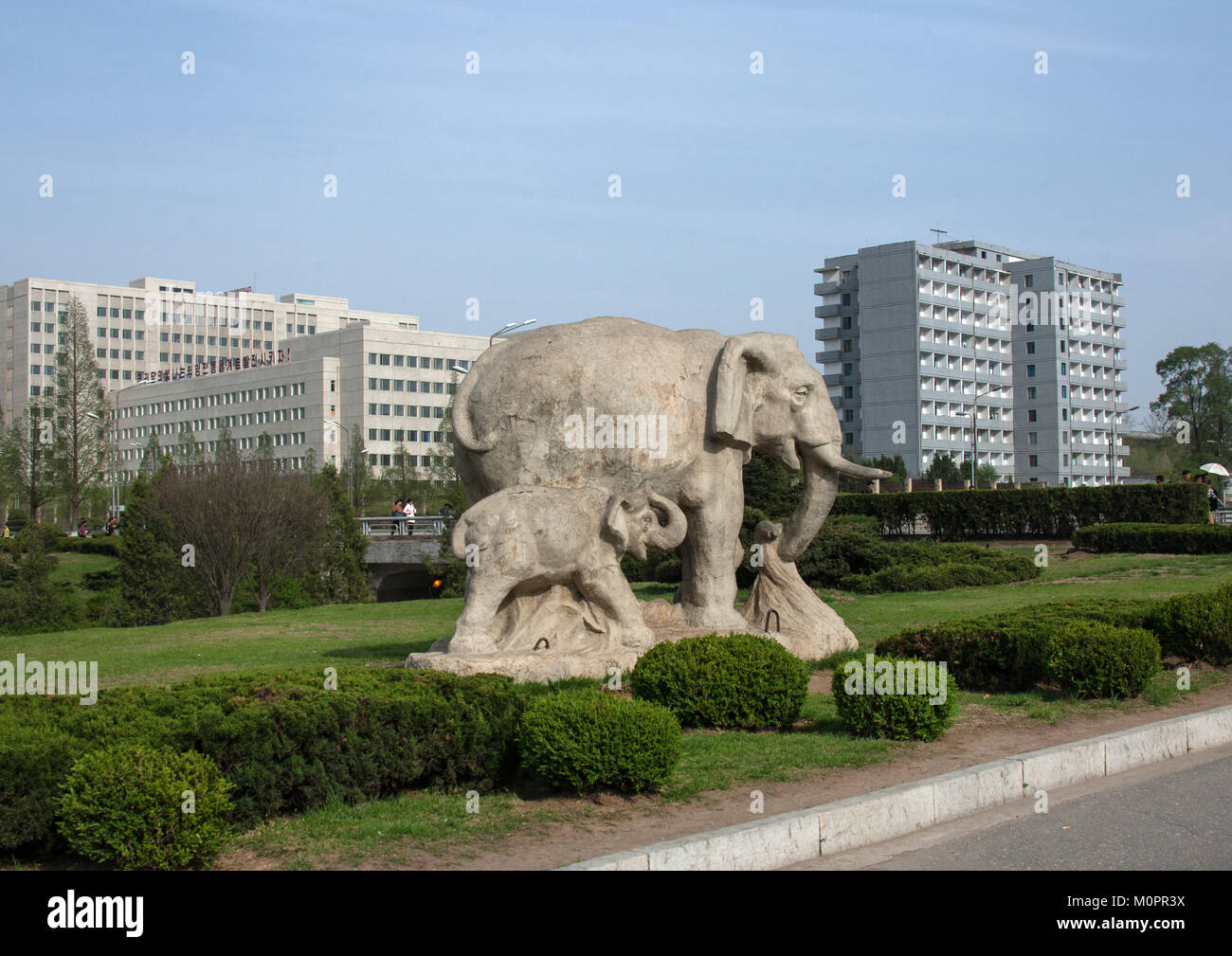 Elephants statues in the city, Pyongan Province, Pyongyang, North Korea ...
