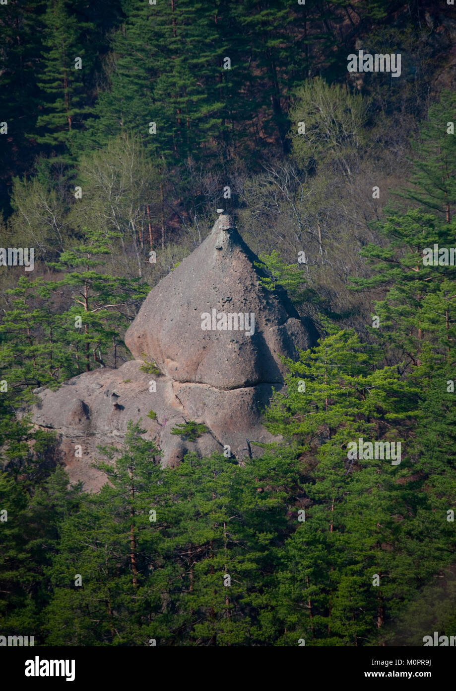 Phallic rock formations, North Hamgyong province, Chilbosan, North ...
