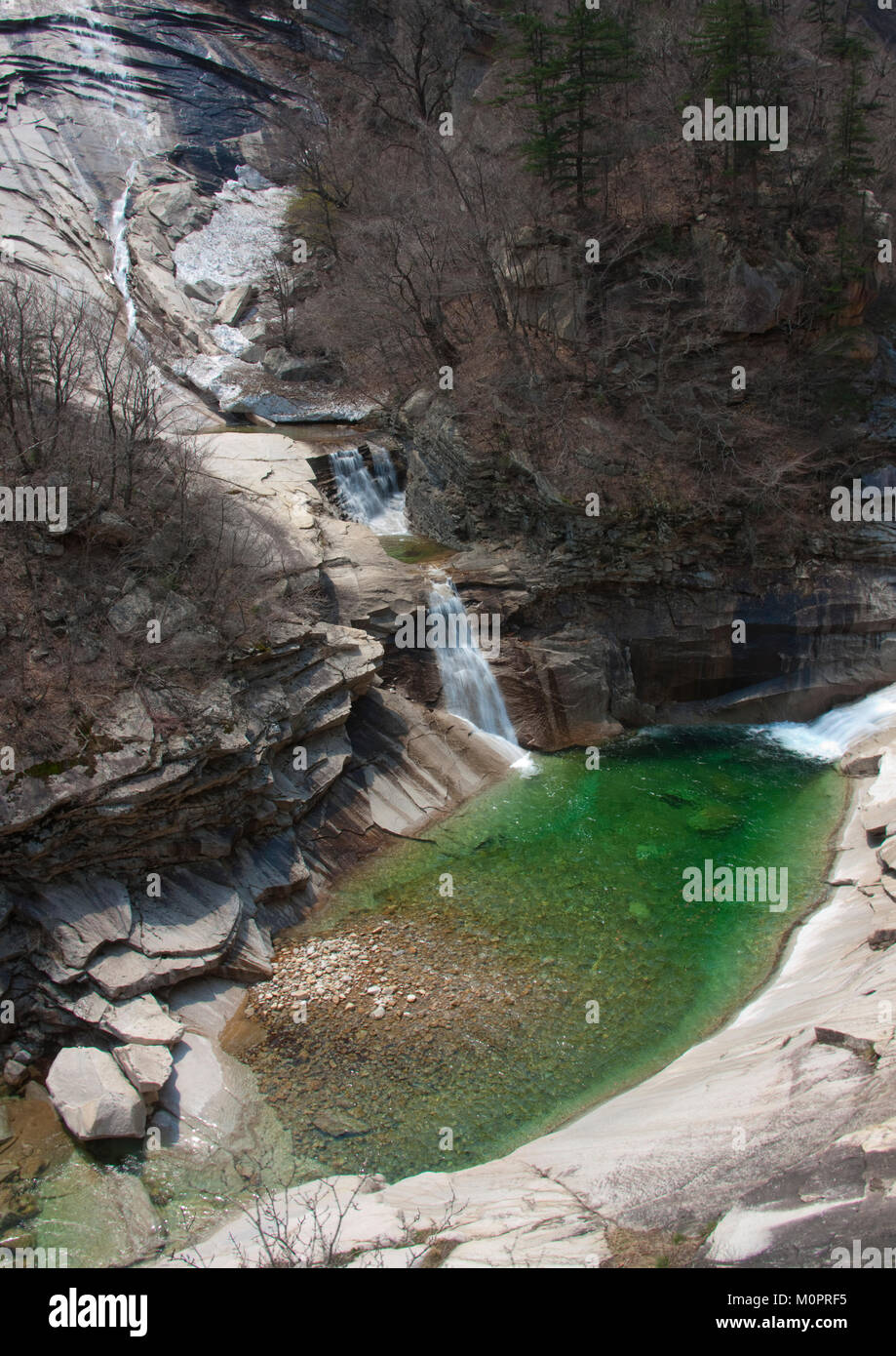 Waterfall and green pool, Kangwon-do, Mount Kumgang, North Korea Stock ...