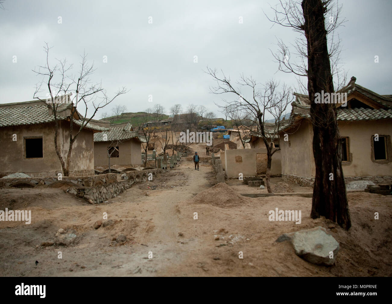 Houses under construction in a village, North Hwanghae Province ...