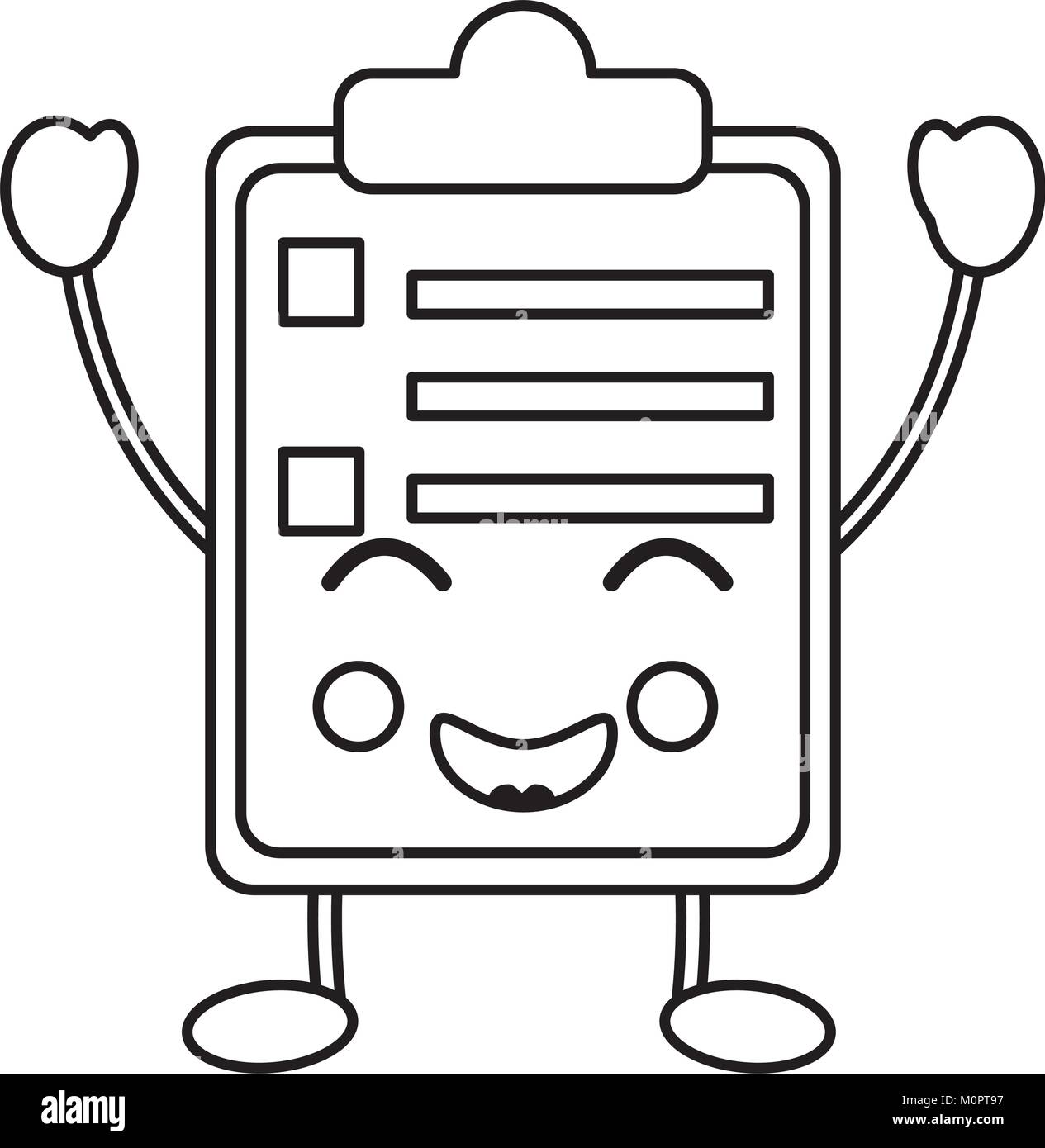 happy clipboard kawaii icon image Stock Vector Image & Art - Alamy