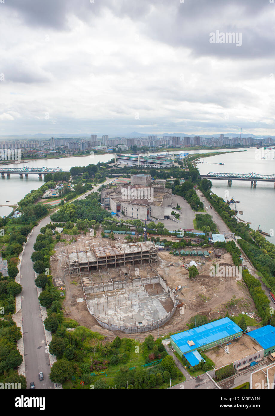 Construction site on yanggak island, Pyongan Province, Pyongyang, North ...