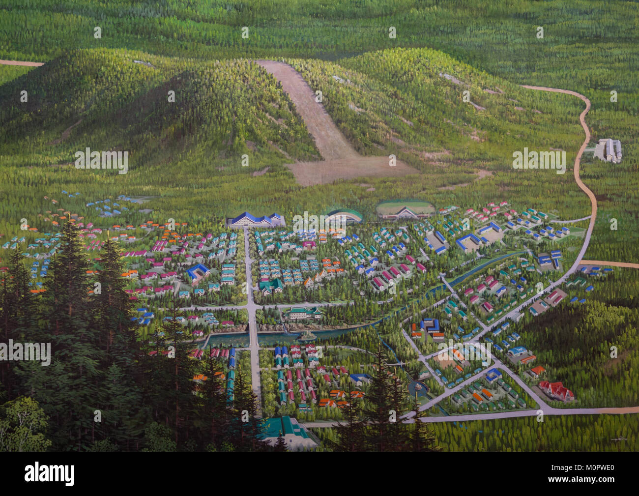 Map of Samjiyon hill with the skiing slopes , Ryanggang Province ...