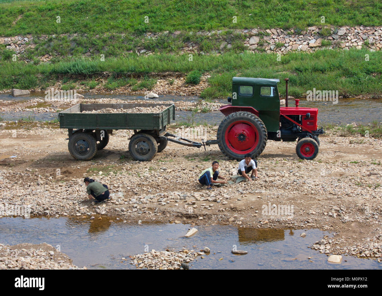 Old North Korean tractor in a field in the countryside, North Hwanghae ...
